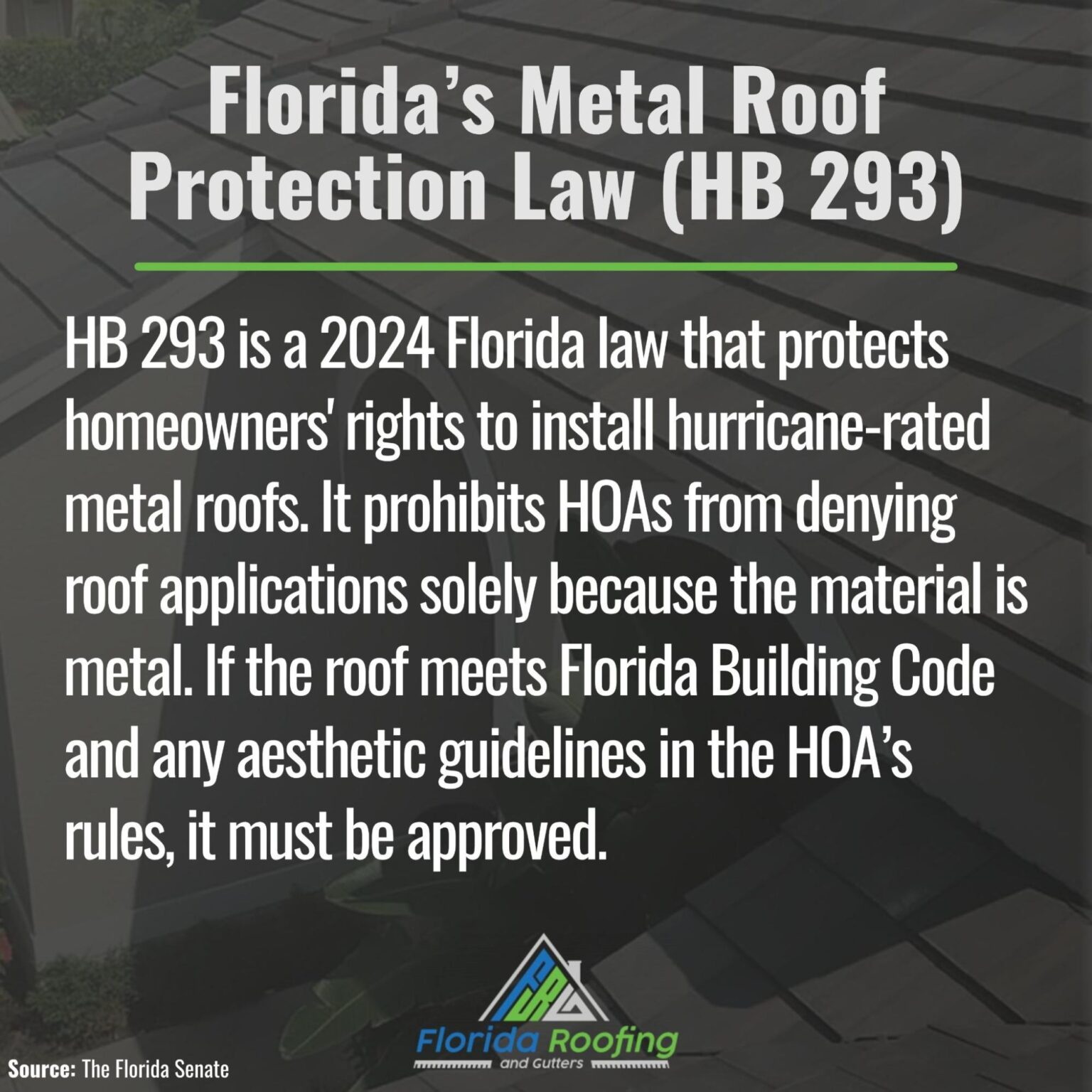 Can Florida HOAs Restrict Metal Roofs?